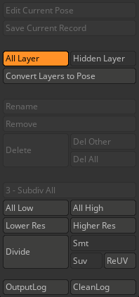 ZBrush Pose Tools User Interface
